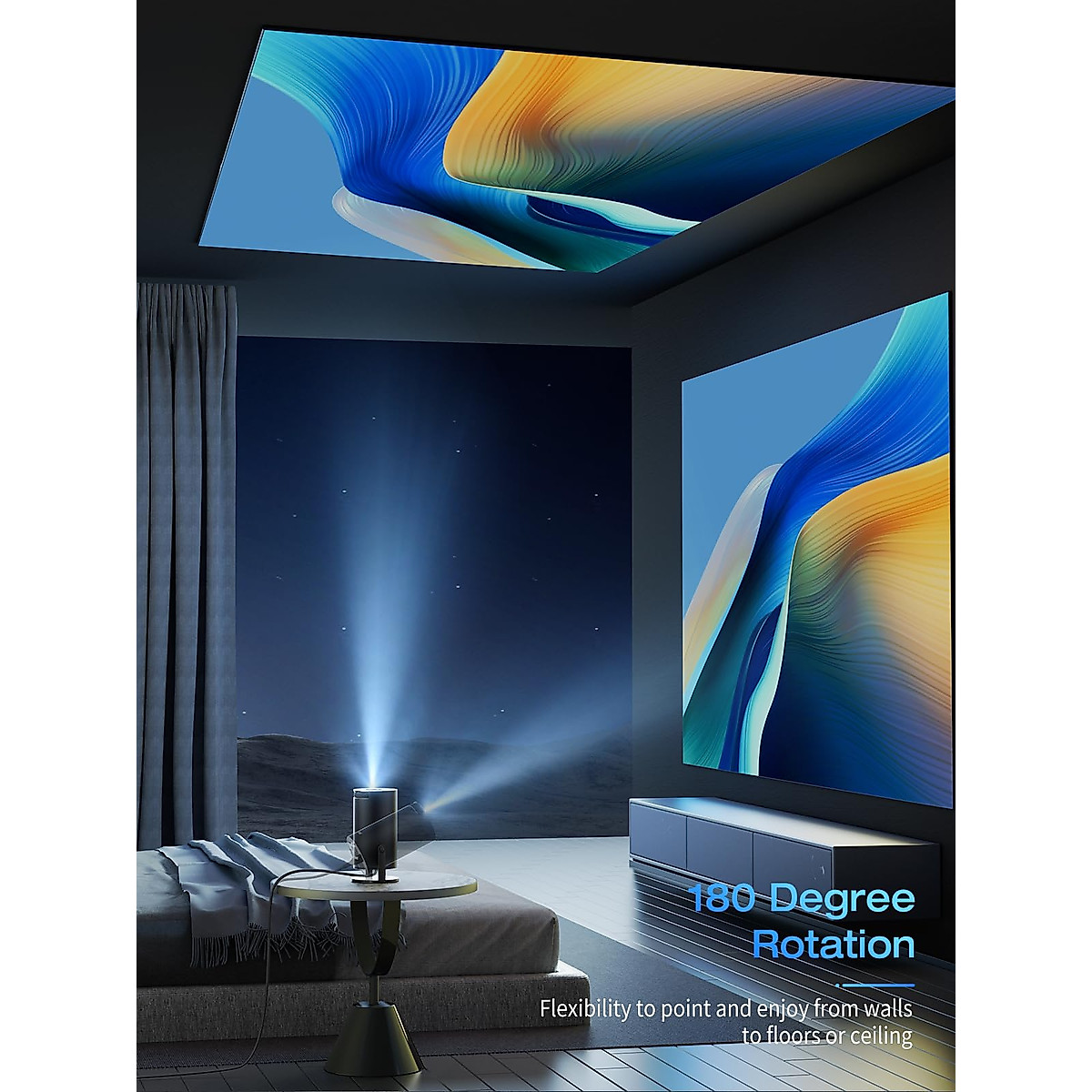 CLOKOWE 4K Projector with Wifi6 and Bluetooth5.2, 180° Rotation & Auto Keystone, Portable Outdoor Movie Mini Projector, Compatible w/ iOS/Android/HDMI/USB/TV Stick/Laptop