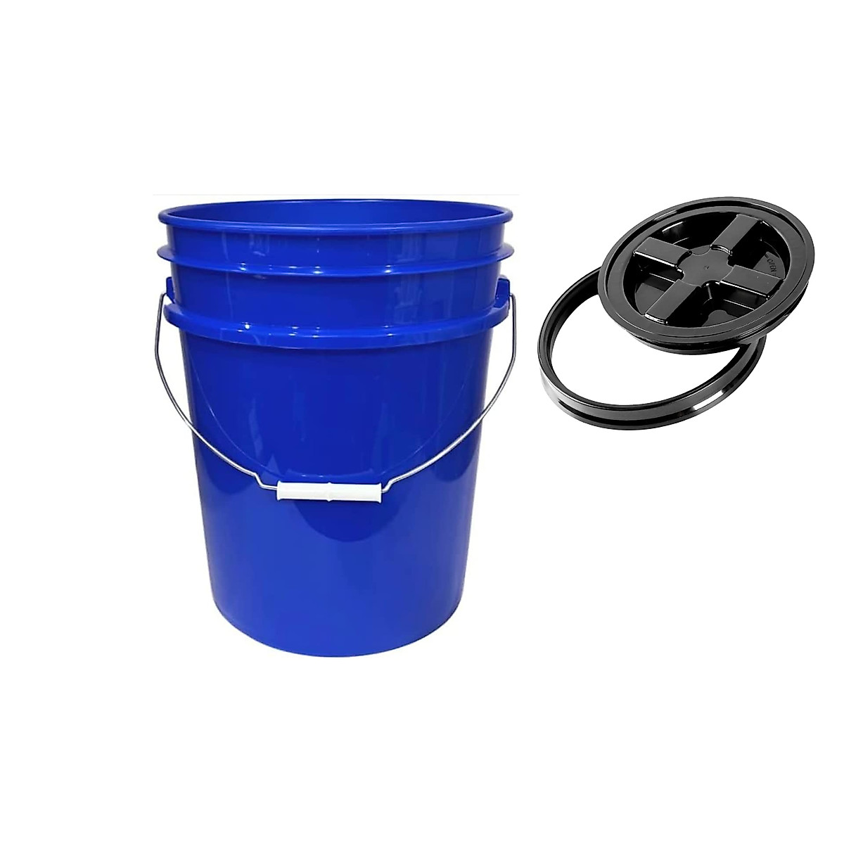 House Naturals 5 Gallon Plastic Blue Food Grade Made in USA Bucket Container with Air Tight Screw on Lid (Pack of 3)