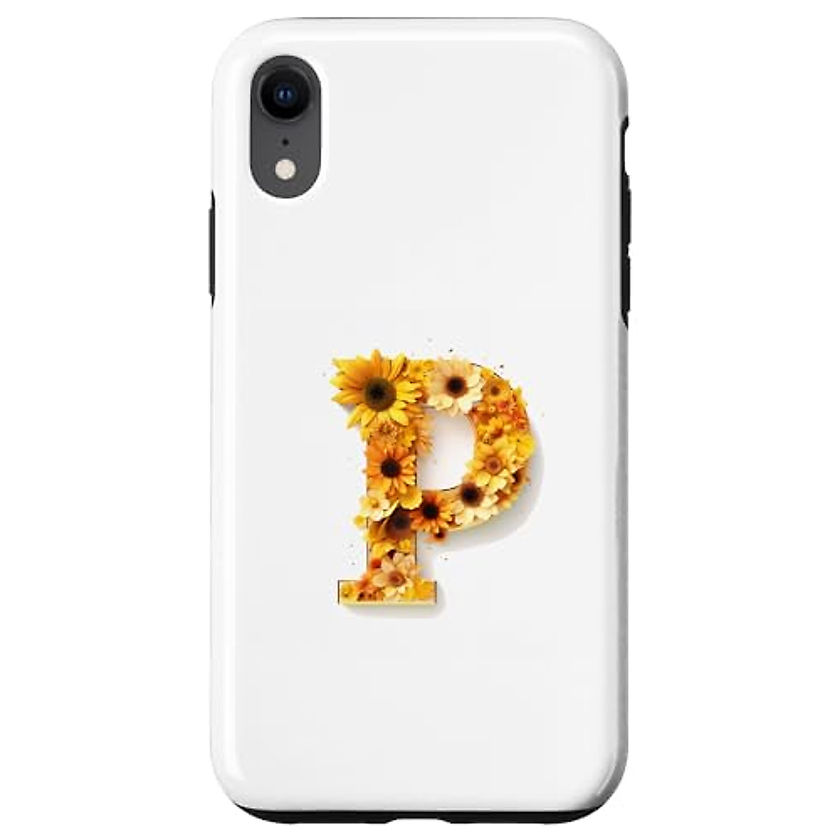iPhone XR Letter P Initial Monogram Sunflower Minimalist Women Yellow Case