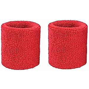 Colorful Cotton Sport Wristbands for Men and Women-3" Athletic Terry Cloth Sweatbands in Neon Colors-Wrist Sweat Bands for Tennis, Basketball, Running, Gym (1 Pair) (Red)