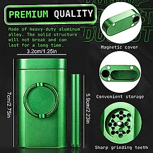 Storage Case with Mini Grinder All-in-one, Portable for On The Go! (Black)