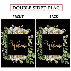 Spring Garden Flag Welcome Daisy Flowers Vertical Double Sided Seasonal Farmhouse Yard Outdoor Decor 12.5x18 Inch