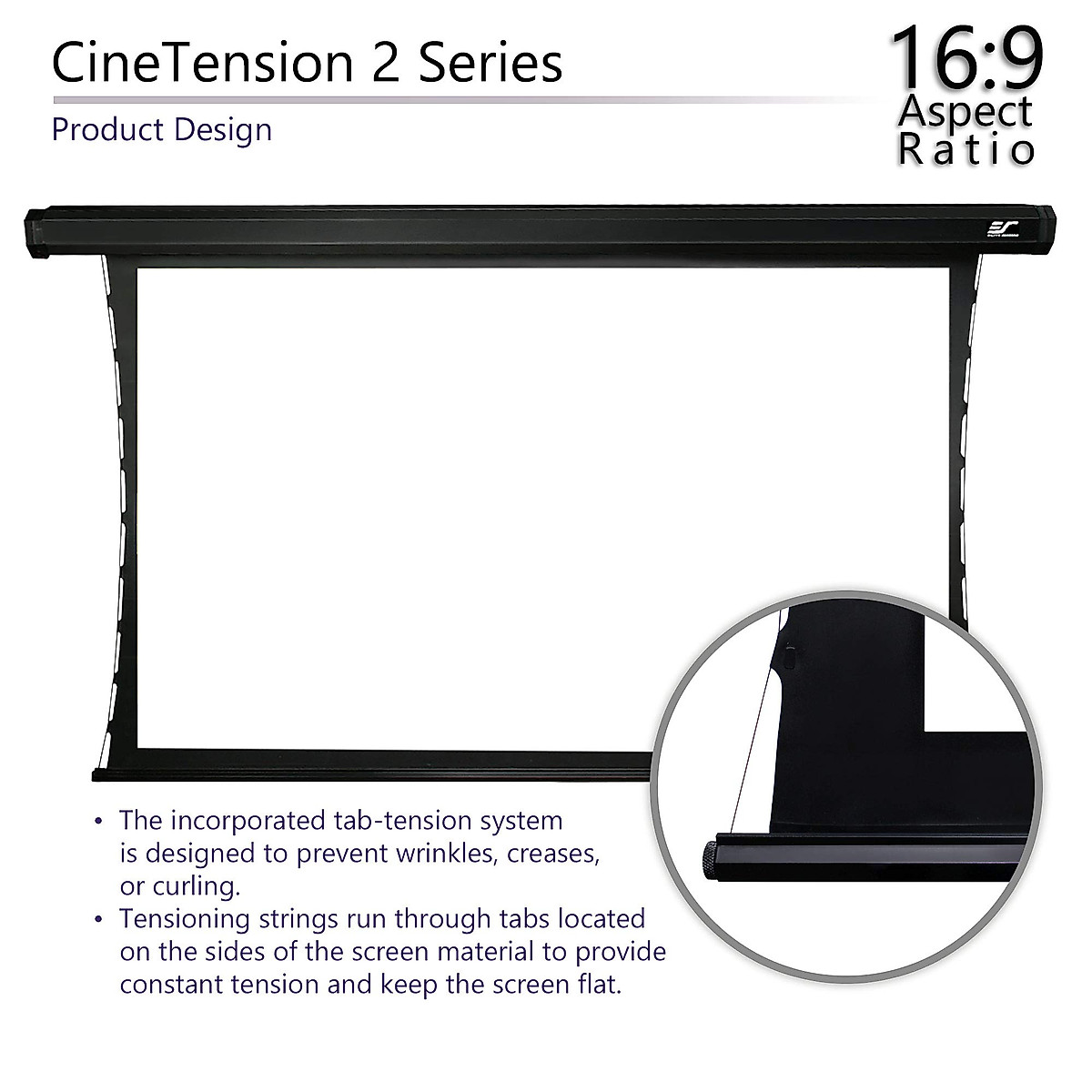 Elite Screens CineTension 2, 110-inch Diagonal 16:9, 4K/8K Tab-Tensioned Electric Drop Down Projection Projector Screen, TE110HW2