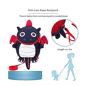 Toddler Dinosaur Backpack, Kids Cartoon Anti-Lost Rope Bookbag Rucksack Lunch Bag with Walking Safety Belt Harness Straps, 3D Cute Animal Preschool Travel Bag for 2-6 Years Old Boys & Girl Gifts