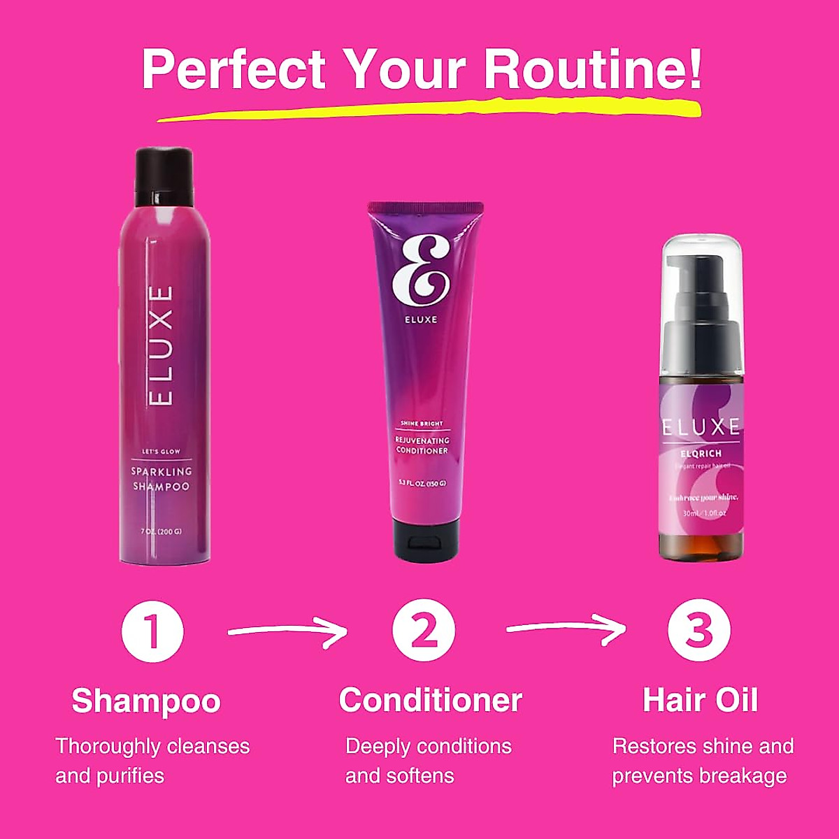 ELUXE Sparkling Scalp Shampoo for Hair Damage Repair – Carbonic Acid Shampoo for Frizzy or Damaged Hair, 7 Ounce (Pack of 1)