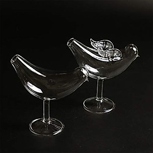 FEIlei Glass Cup, 150Ml Creative Bird Shape Cocktail Goblet Glass Personality Molecular Smoked-C