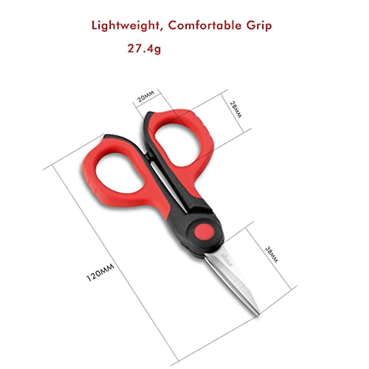 LIVINGO 4.5” Small Sharp Embroidery Scissors, Precise Detail Pointed Tip Stainless Steel Shears for Cutting Fabric, Needlework Thread Yarn Craft Sewing, Scrapbook, Paper, 2 Pack Red/Black