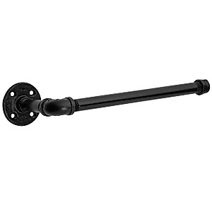 Industrial Black Paper Towel Holder | Wall Mount or Under Cabinet Mounted Design | Perfect Way to Add Rustic Appeal to Kitchen Decor by Piping Hot