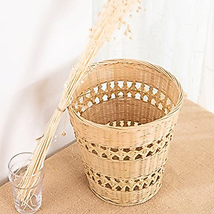 Hemoton Rattan Waste Basket Waste Bin Rattan Trash Can Round Wicker Waste Basket Garbage Container for Kitchen Living Room Bedroom Bathroom Toy Baskets