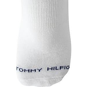 Tommy Hilfiger Men's Athletic Socks - Cushion No Show Ankle Socks (6 Pack), Size Shoe Size 7-12, Pure White
