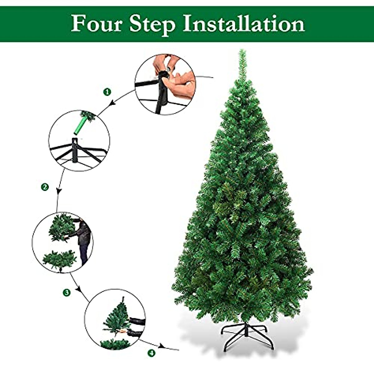 Safeplus 6FT Christmas Tree Artificial Christmas Tree Fake Fluffy Xmas Trees Holiday Decoration with Metal Foldable Stand (6FT)