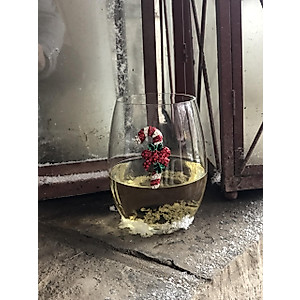 THE QUEENS' JEWELS Candy Cane Limited Edition Jeweled Stemless Wine Glass, 21 oz. - Unique Gift for Women, Birthday, Cute, Fun, Not Painted, Decorated, Bling, Bedazzled, Rhinestone