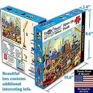 Think2Master Construction in New York City, USA 100 Pieces Jigsaw Puzzle Fun Educational Toy for Kids, School & Families. Great Gift for Boys & Girls Ages 4+ to Stimulate Learning. Size:23.4” X 16.5”