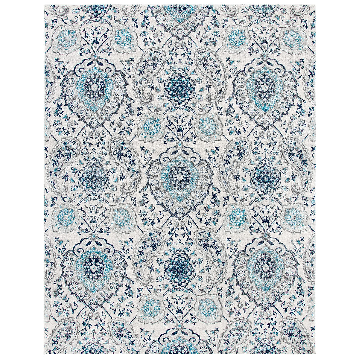 SAFAVIEH Madison Collection Area Rug - 10' x 14', Cream & Light Grey, Boho Chic Glam Paisley Design, Non-Shedding & Easy Care, Ideal for High Traffic Areas in Living Room, Bedroom (MAD600C)