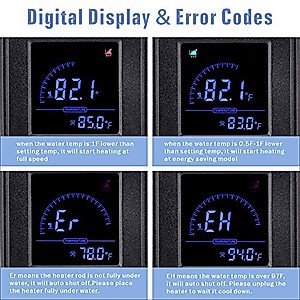 hygger 800W Metal Steel Aquarium Heater for Fresh Water, Digital Submersible Heater with Built-in Thermometer, External LCD Display Thermostat Controller, for Fish Tank 120-180 Gallon