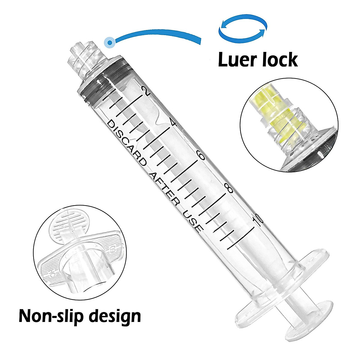 100Pcs 10ml Syringe with 20Ga 1.5 inch for Scientific Labs,Liquids Refilling and Measuring,Individually Wrapped.