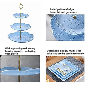 Aebor Cupcake Stand, 3 Tier Plastic Tiered Tray, Dessert Candy Snacks Bread Tower Tray, Plastic Cake Stand for Wedding Home Holiday Birthday Christmas Party Decor (Pink)