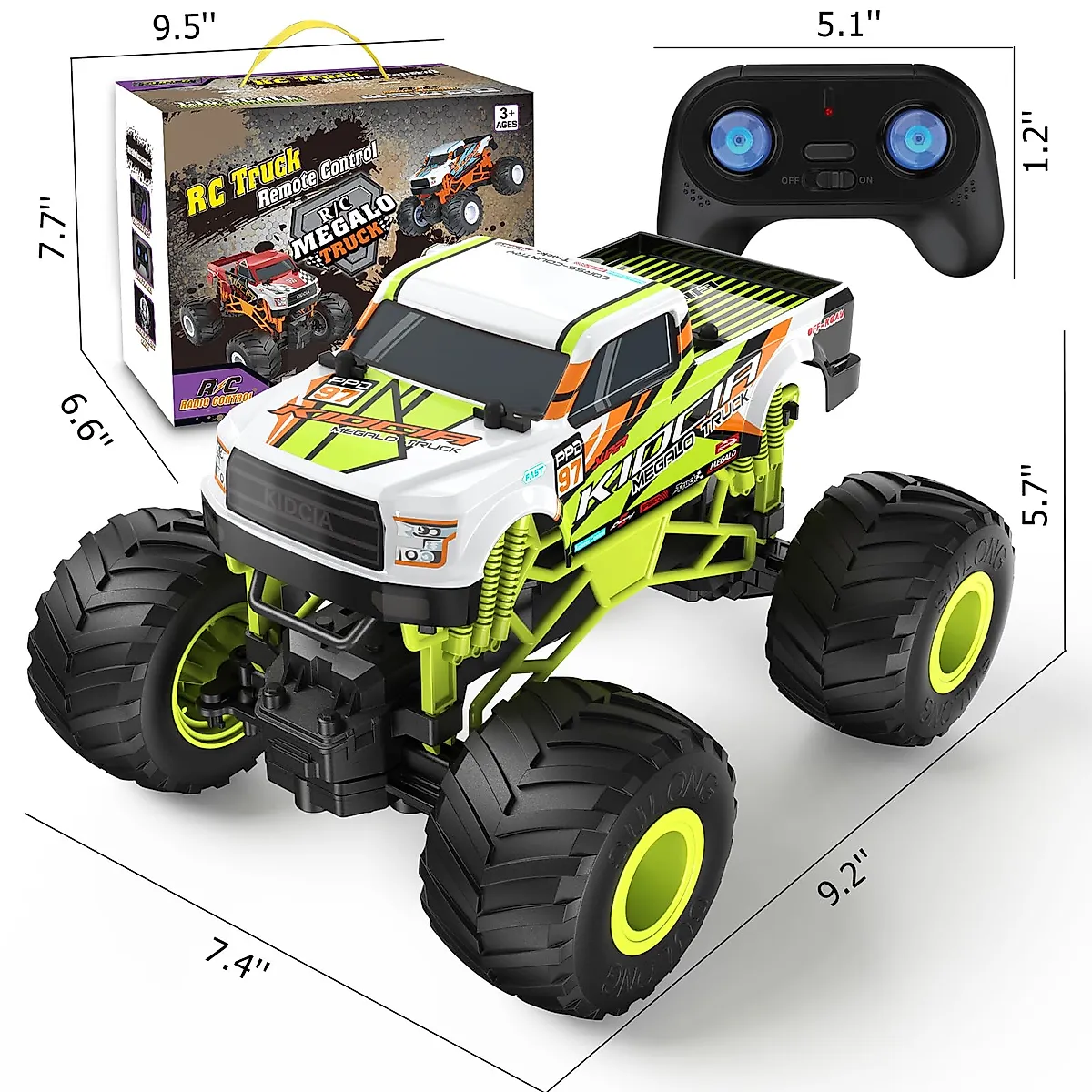 Scientoy Remote Control Car, 20KM/H Monster Truck Toys for Ages 5-7, 1:16 Scale All Terrain RC Cars for Boys & Girls Age 4-7, 2.4Ghz Off Road RC Truck, Christmas Birthday Gift for Kids