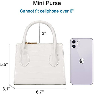 CATMICOO Trendy Mini Purse for Women, Small Handbag and Mini Bag with Crocodile Pattern (White)