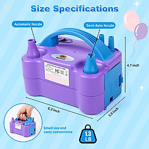 NuLink Electric Portable Dual Nozzle Balloon Blower Pump Inflation for Decoration, Party [110V~120V, 600W, Purple]