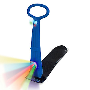 Geospace Twin LED Illuminator Ski Skooter Snow Sled with 2 LED Lights for Winter Fun & Max Visibility: Fold-up Portable Snowboard Kick-Scooter Sled for Use on Snow (Blue)