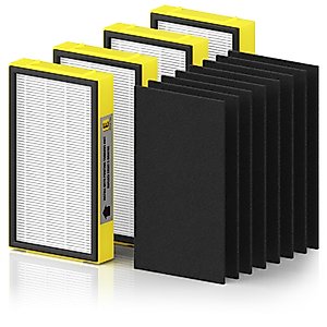 FLT4100 True HEPA Replacement Filter E for Guardian AC4100, AC4100CA, AC4150BL, AC4150PCA, AC4150P, 4 True HEPA Filter & 8 Activated Carbon Filter