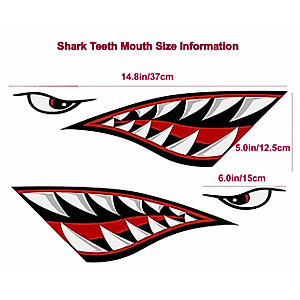 Shark Teeth Mouth Reflective Decals Graphics Sticker Fishing Boat Canoe Car Truck Kayak Decals Accessories,14.8 x 5.0 inches