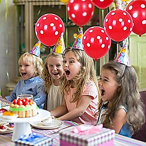 100pcs Red and White Polka Dots Balloons 12inch Large Polka Dot Latex Party Strawbetty Mouse Balloons for Wedding Birthday Party Festival Decoration Halloween Christmas New Year Supplies