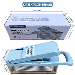 Vegetable Chopper Multifunctional Veggie Chopper,Blue Kitchen Vegetable Slicer Dicer Cutter,Potato Onion Food Chopper with Vegetable Peeler,Hand Guard and Container