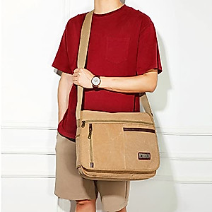 Sunsomen Messenger Bag For Man,Canvas Satchel Bag Crossbody Bag Shoulder Bag Vintage 14 Inch (Blue)