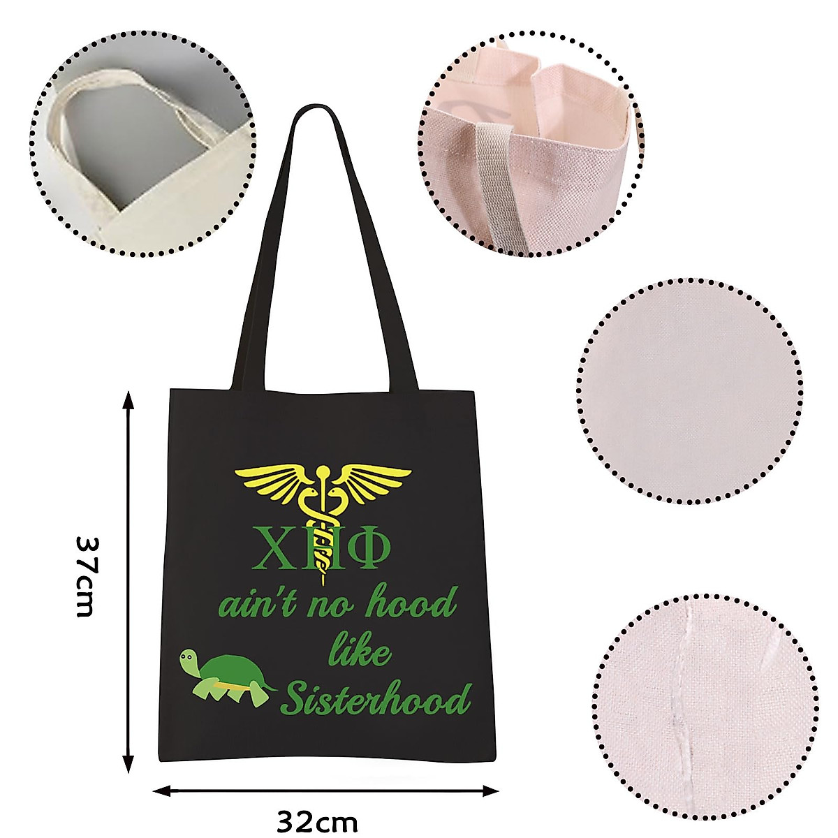VAMSII Chi Eta Phi Sorority Tote Bag Sorority Sister Gifts Ain't no Hood like Sisterhood Bag Paraphernalia Sorority Gifts(like Sisterhood tote)