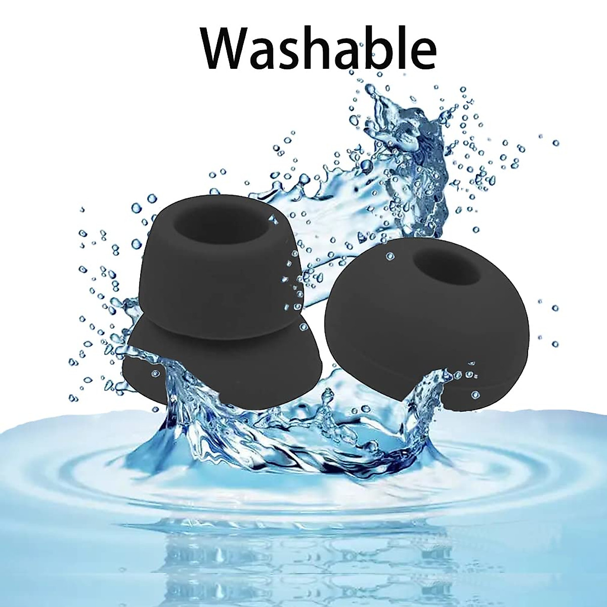 Earbud Tips Replacement for Powerbeats 1 2 3 Wireless Beats by Dre Headphones - Silicone Cover Compatible With Earbuds, 4 Pairs (Black)