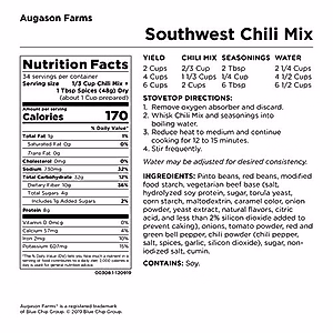 Augason Farms Southwest Chili Mix Net wt. 3 lbs 10 oz (1.65 kg)