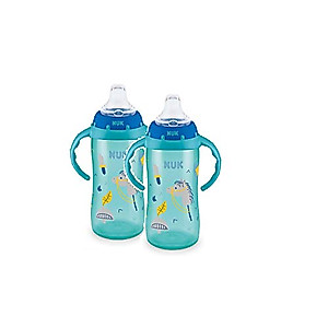NUK 10 Ounce Jungle Large Learner Cup With Handles, 2 Pack, Boy (Colors may vary)