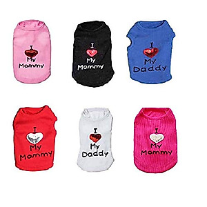 Dog Shirts I Love My Mom/Mommy Dad/Daddy Clothes Doggy Slogan Costume Cute Heart Vest for Small Dogs Puppy T-Shirt