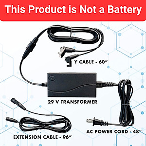 Universal Dual Power Supply Transformer Kit for Electric Reclining Furniture Power Recliner, Lift Chairs, Sofa or Sectionals - 29V 2A AC Power Cord Cable, Extension Cable and Y Cable (Not a Battery)