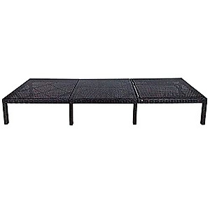 Outdoor Patio Chaise Lounges Chairs Furniture Adjustable Wicker Couch Bed Blue Thick Cushion.