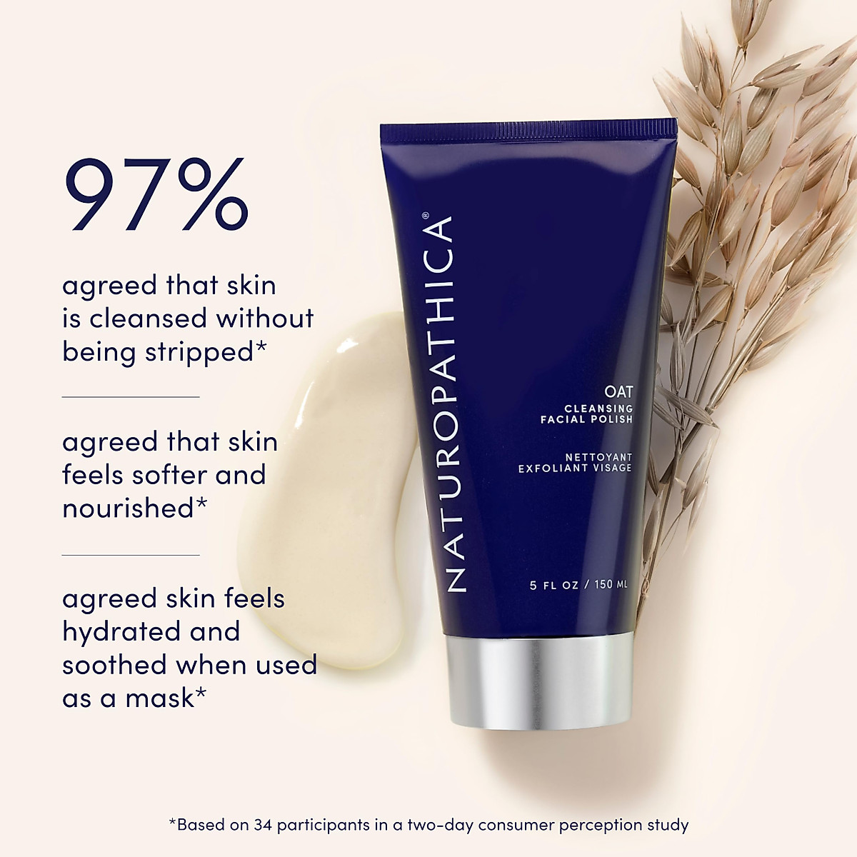 Naturopathica Oat Cleansing Facial Polish, Multi-Use Facial Cleanser, Face Scrub and Facial Mask, Exfoliating Face Wash for Men & Women, 5 fl oz