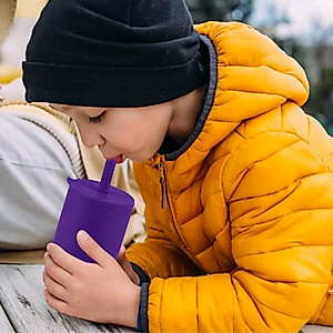 Mintlyfe Toddler Straw Cup, 100% Food Grade Silicone Training Cup for Baby, Trainer Cup Toddler Training Straw Cup for Boys and Girls, Unbreakable (Classic Purple/Pink/Lilac Purple)