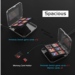 MoKo Game Card Case Compatible with Nintendo Switch, Switch Game Storage Box with 12 Game Cartridges Hard Protective PC Shell Holder - Black