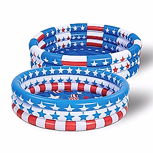2 Pack 45" X 10" Inflatable Kiddie Pool, Star American Flag Swimming Pool for Kids Toddler Seasonal Merriment, Indoor&Outdoor Water Pool Baby Pool Pit Baby Swimming Pool