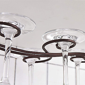 6 Bottles Wine Glass Rack,Cup Glass Stemware Iron Hanging Holder Organizer Under Cabinet Display Shelf Cup Storagefor Bar Kitchen