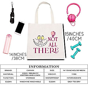 CMNIM Alice Gift Movie Inspired Wonderland Cat Tote Bag Not All There Face Characteristic Cartoon Cat Lover Gift for Alice Fans (Not All There Tote Bag)