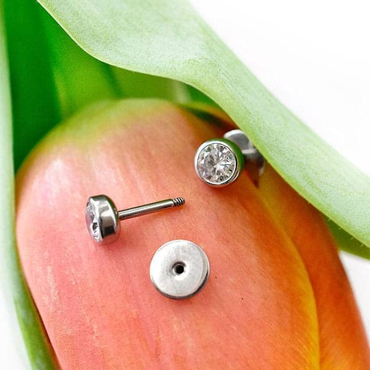 ComfyEarrings CZ Crystal Bezel Stud Earrings, Stainless Steel