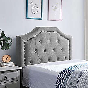 Christopher Knight Home Rachel Upholstered Twin Headboard, Charcoal Gray, Black