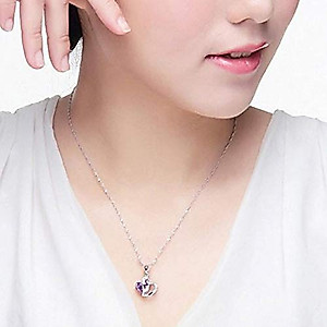 shiYsRL Women Necklace Pendant, Women Fashion Cubic Zirconia Inlaid Heart Shape Pendant Necklace Jewelry Gift Birthday Gift for Mom Women Wife Girls Her - Blue