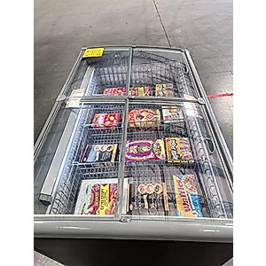 NAFCOOL 58‘’ Display Island Freezer Commercial Beverage Refrigerator，Supermarket Glass Top Cooler Market Grocery Island Merchandiser 18 cu.ft Sliding Glass Door Horizontal Showcase Freezer