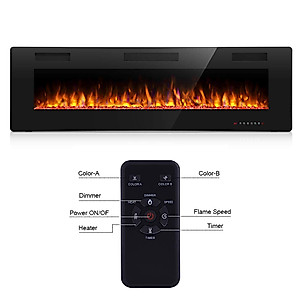 Antarctic Star 50 Inch Electric Fireplace in-Wall Recessed and Wall Mounted, Fireplace Heater and Linear Fireplace with Multicolor Flame, Timer, 750/1500W Control by Touch Panel & Remote…