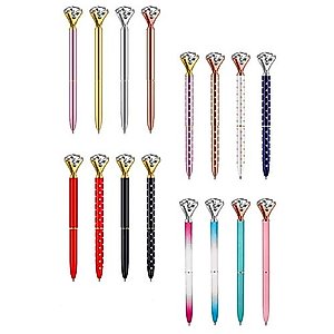 Diamond Pens Pack of 16 Cute Ballpoint Pens Diamond Pen Office Supplies Décor Gifts for Women Bridesmaid Coworkers Rose Gold Cool Fun Fancy Novelty  Crystal Metal School Desk Accessories Black Ink