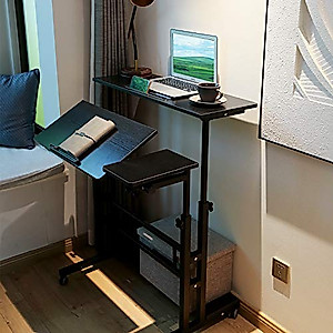 Zytty Portable Standing Desk, Small Standing Desk with Wheels Standing Laptop Desk Mobile Standing Desk for Home Office Adjustable Standing Desk, Stand Up Computer Desk Rolling Laptop Cart, Black